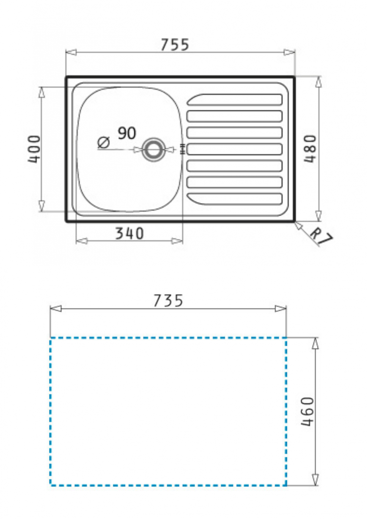 Evier inox à encastrer - Nord Inox pro