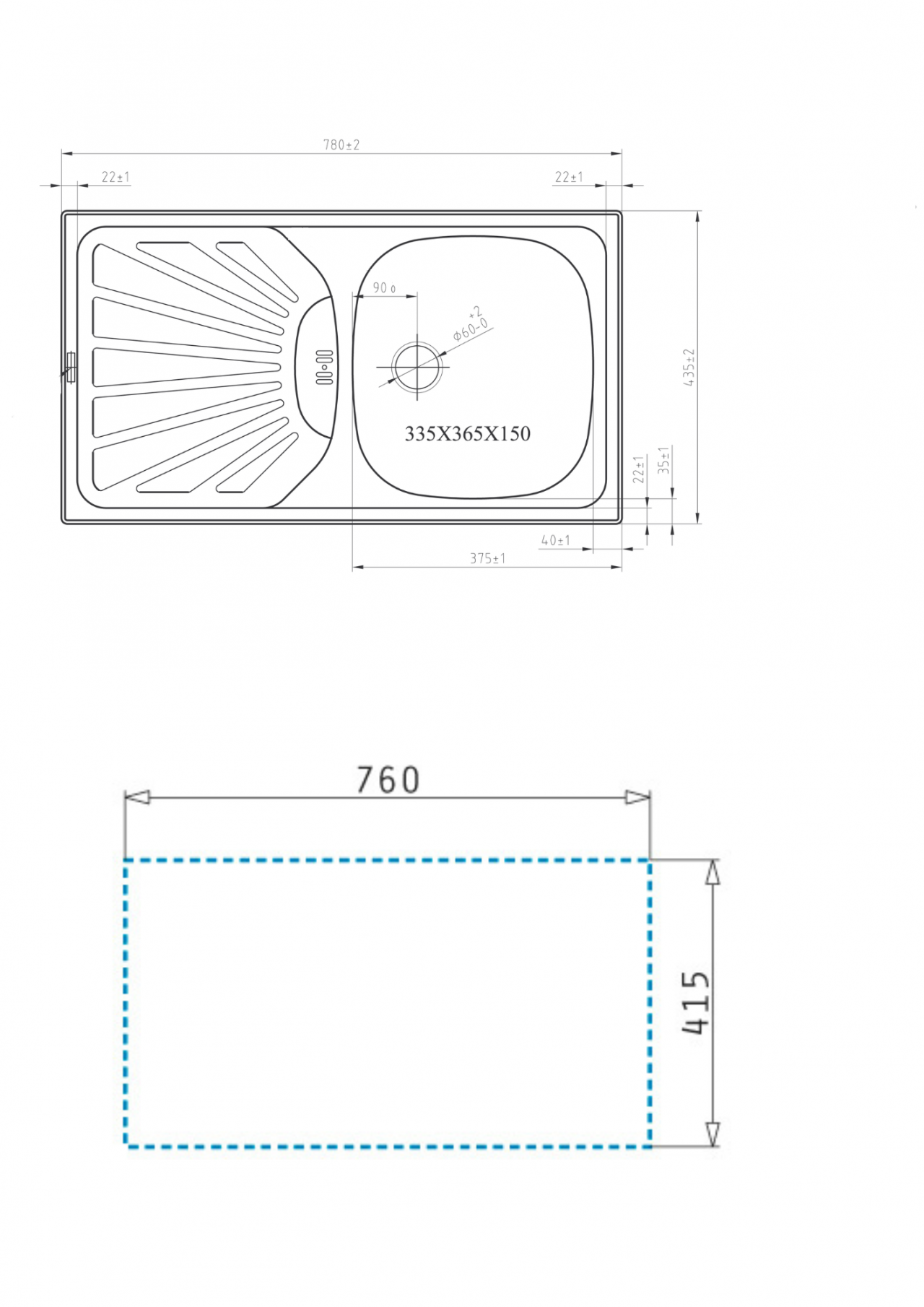 Evier à encastrer en inox - Nord Inox pro